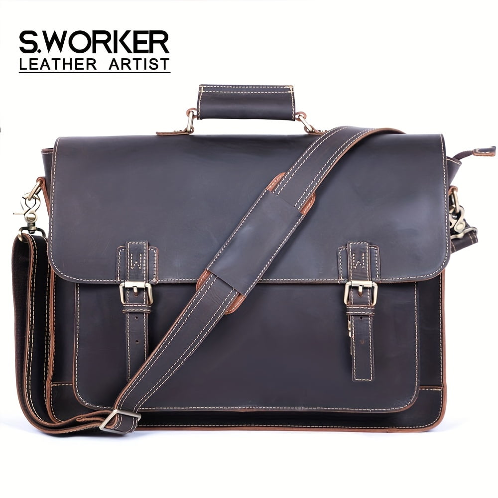 Click here for Grm Cowhide Genuine Leather Briefcase For Men Vint... prices