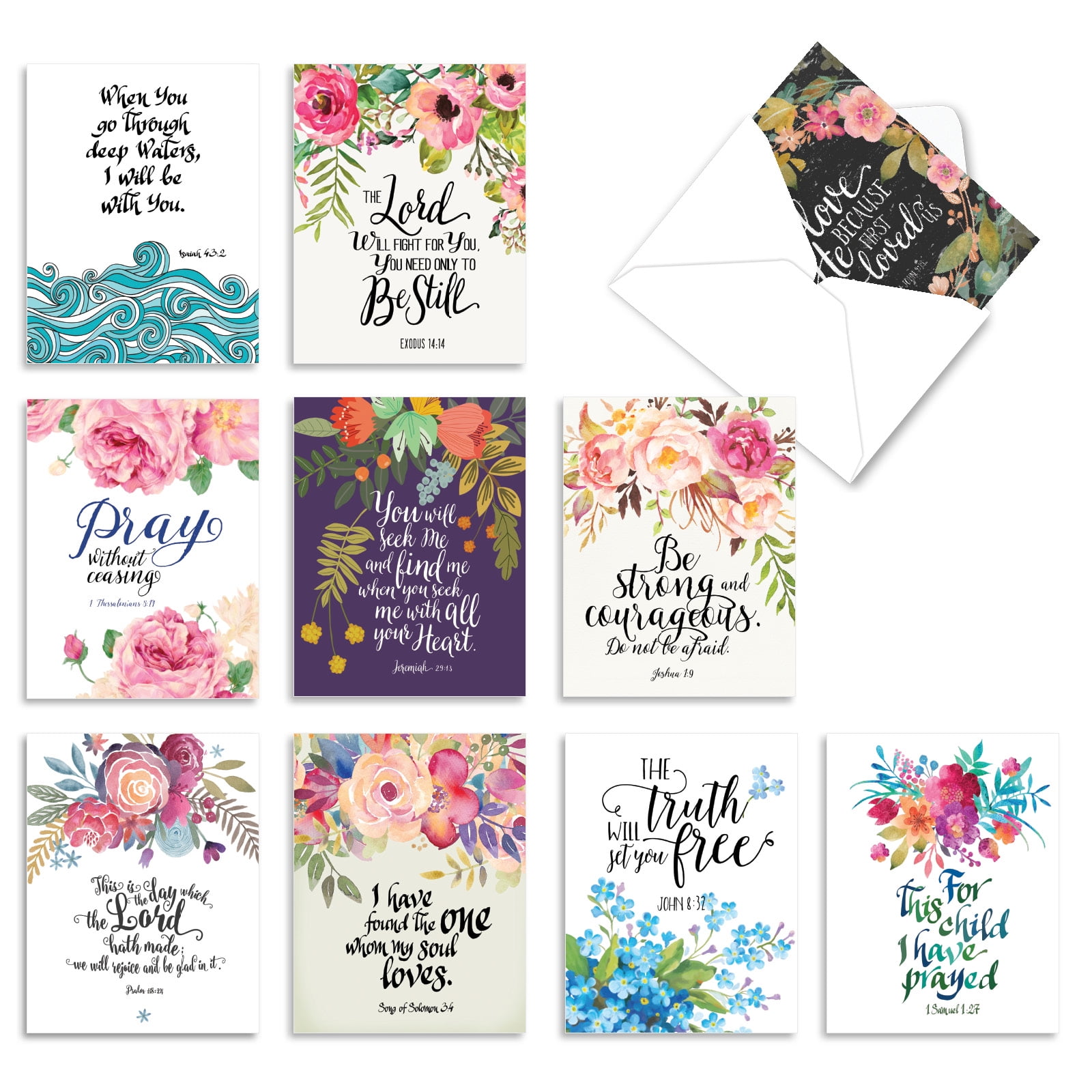 Paper 24 Shareable Scripture Cards Hand lettered Hope Flourish ...