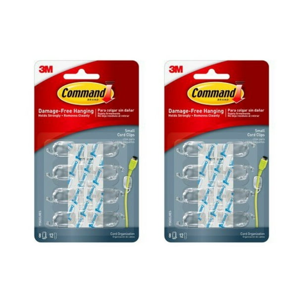 3M Command 17302CLR Small Cord Clips Clear Wire Clips Hooks Damage Free ...