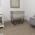 DecMode Black Metal Deep Set Wire Basket Storage Cart with Wheels and ...
