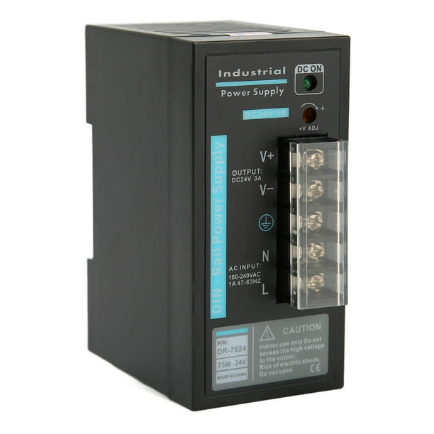 VDC Rail Power Supply,75W 24VDC 3A Industrial DIN Rail Power Supply ...