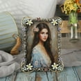 5x7in Vintage Flower Picture Frame Antique Metal Enamel Colorful Floral ...