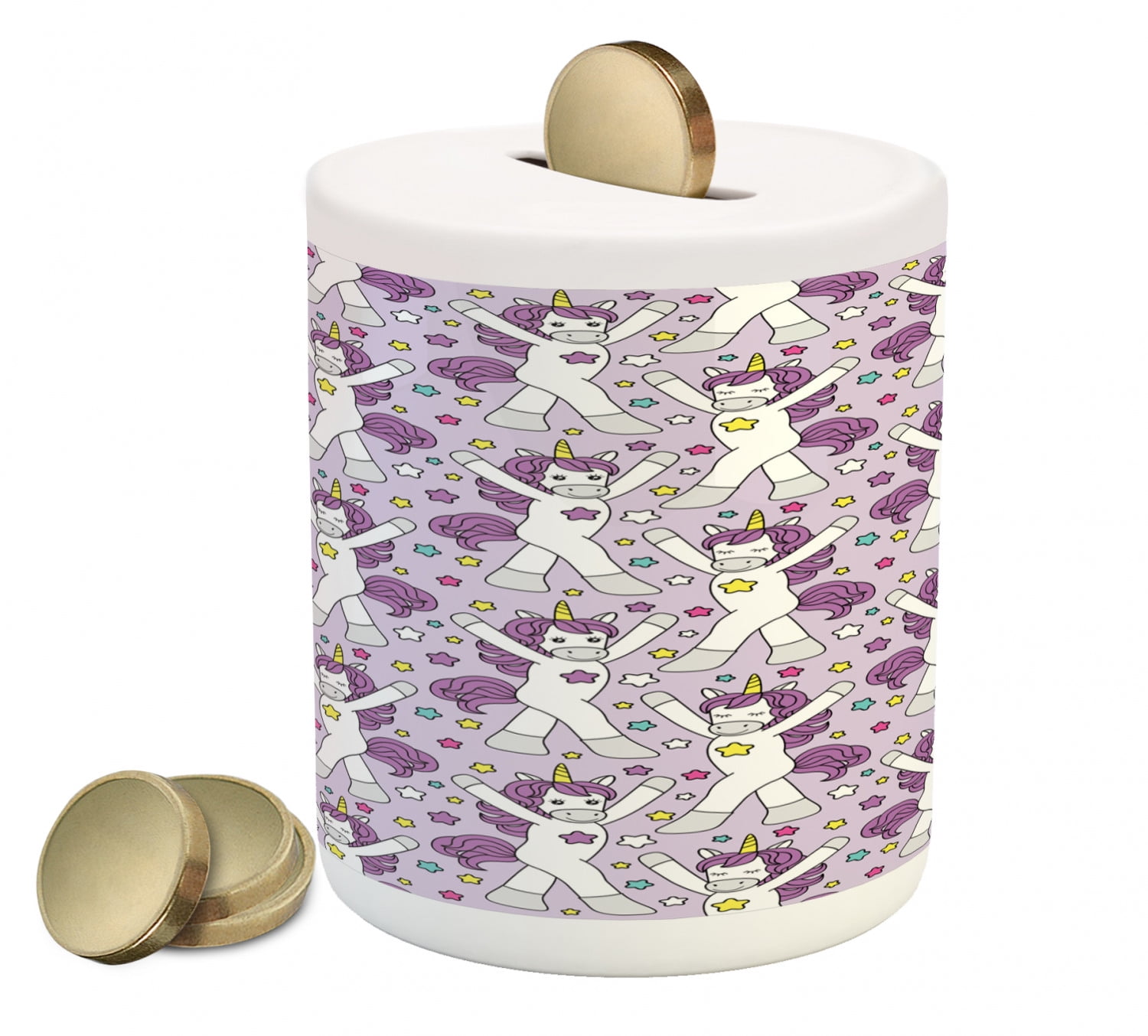 Unicorn Party Piggy Bank, Dancing Cartoon Characters Girly Unicorn ...
