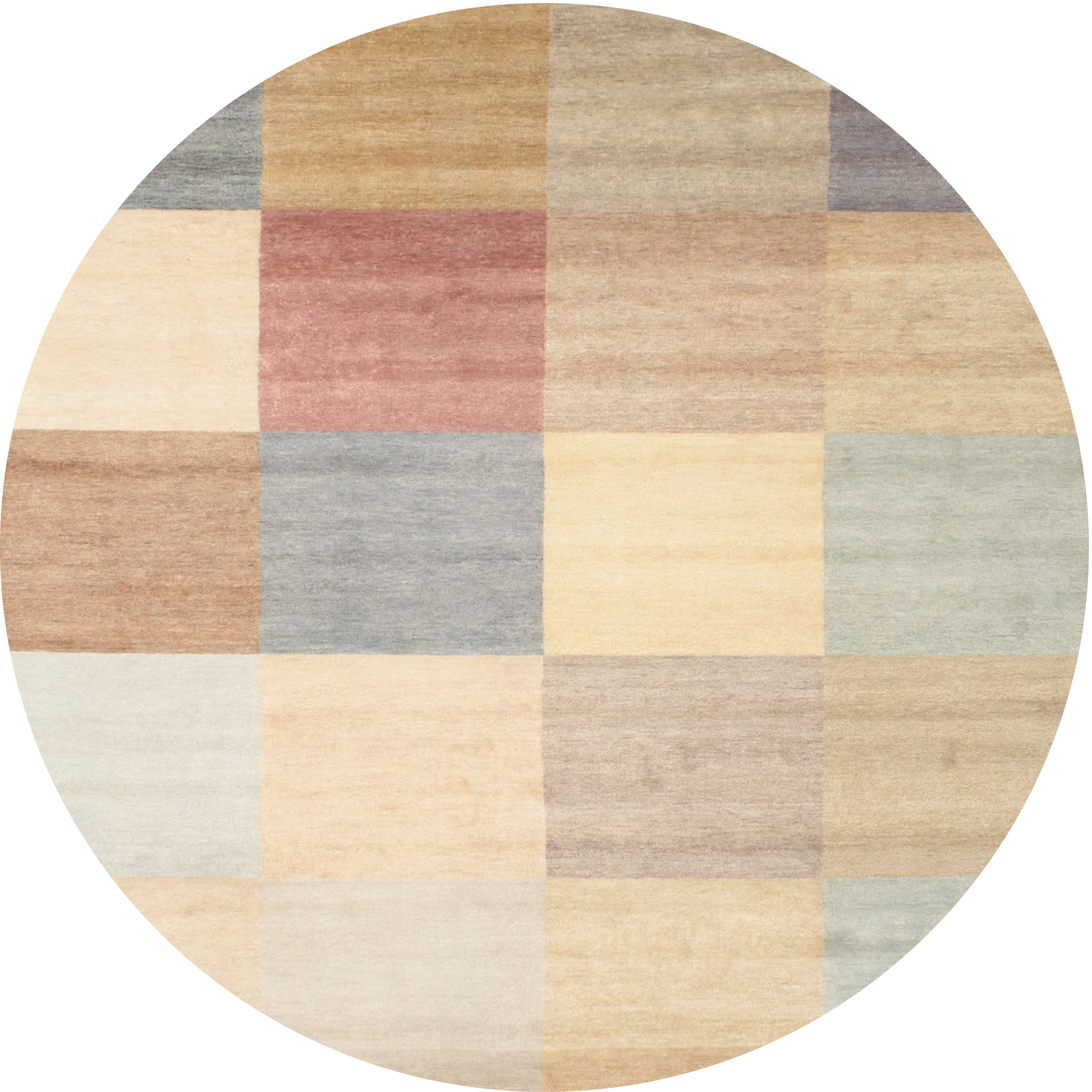 Ahgly Company Indoor Round Contemporary Khaki Gold Checkered Area Rugs ...