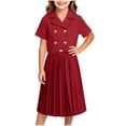 AHTJRT Girls Suit Set Double Breasted Button Down Short Sleeve Blazer ...