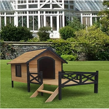 Pawhut Wooden Large Dog House, Perfect for the Porch or Deck and ...