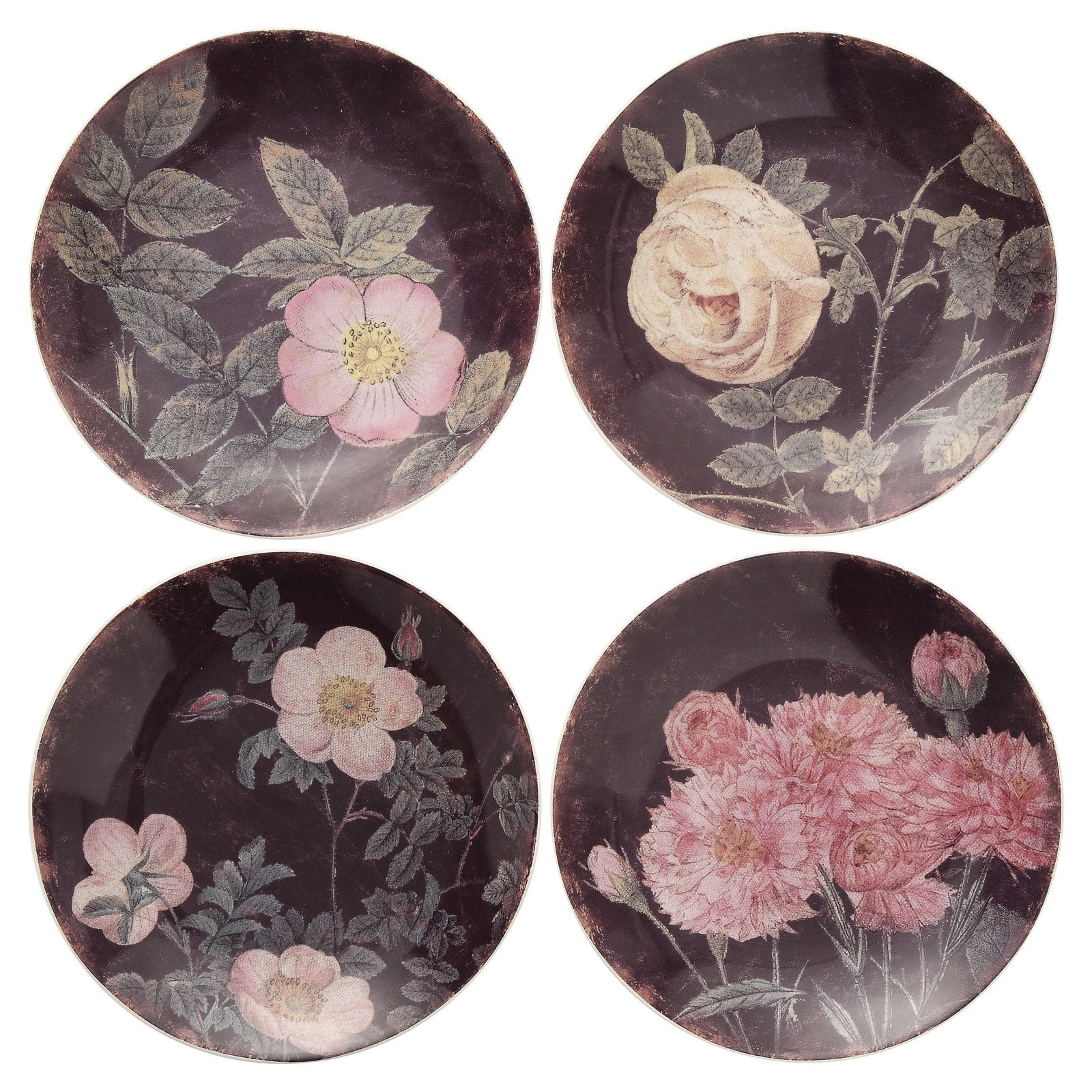 3R Studios Vintage Rose Stoneware Plate - Set of 4 - Walmart.com