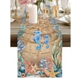 Burlap Table Runner 48 Inches Long, Ocean Seahorse Starfish Coral Non ...