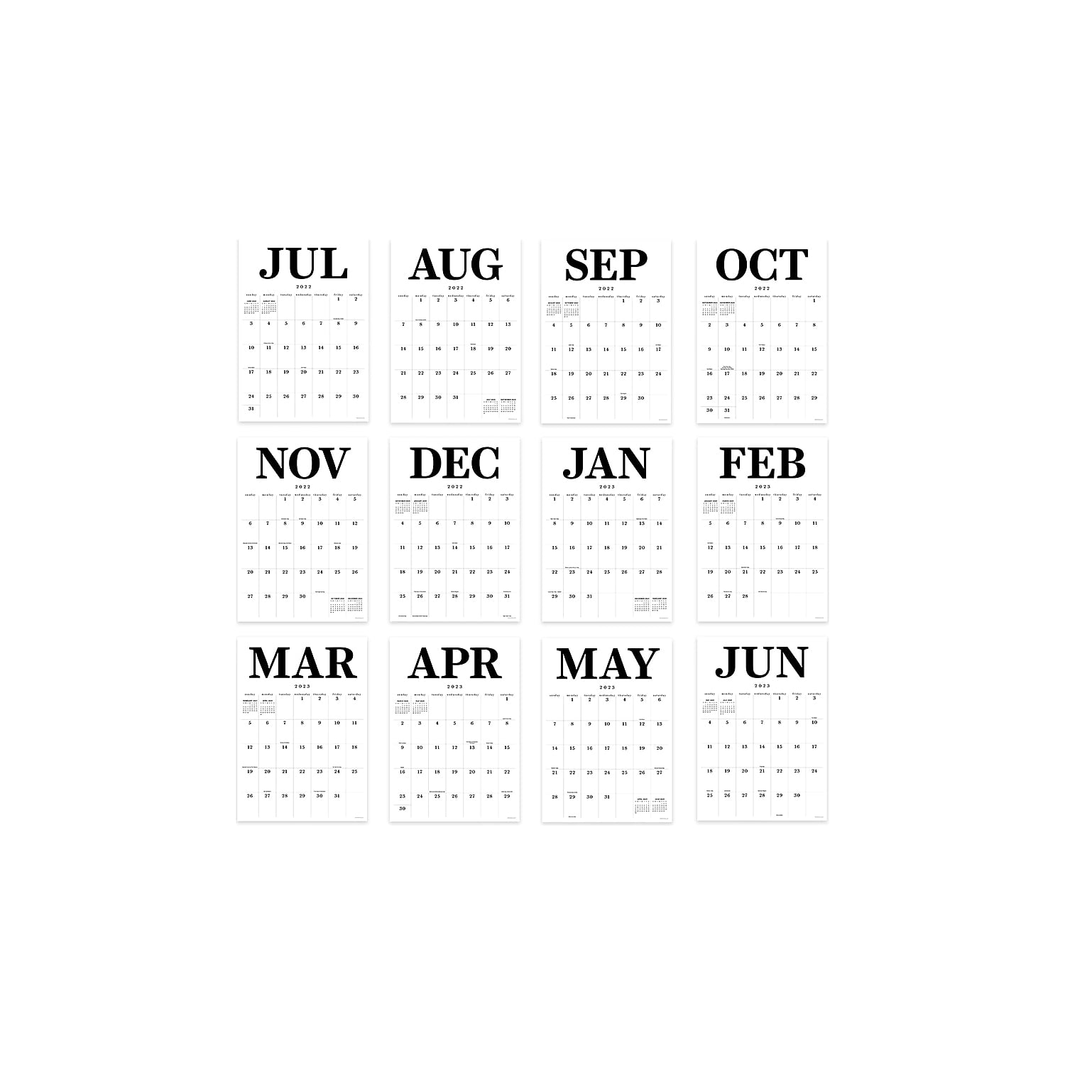 Calendar Black And White 2022