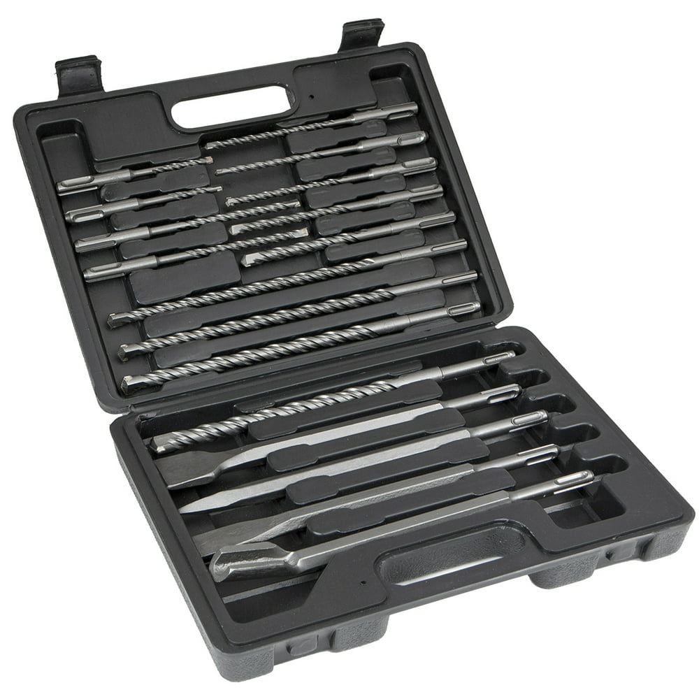 Xtremepowerus 17pcs Rotary Hammer Drill Bits Set And Chisels Sds Plus Kit