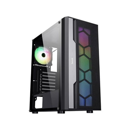 Diypc G3-BK-ARGB Steel & Tempered Glass ATX Mid Tower Computer Case ...