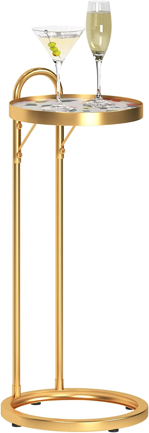 SDHYL Martini Side Table, C-Shape Round End Table with Carry Handle ...