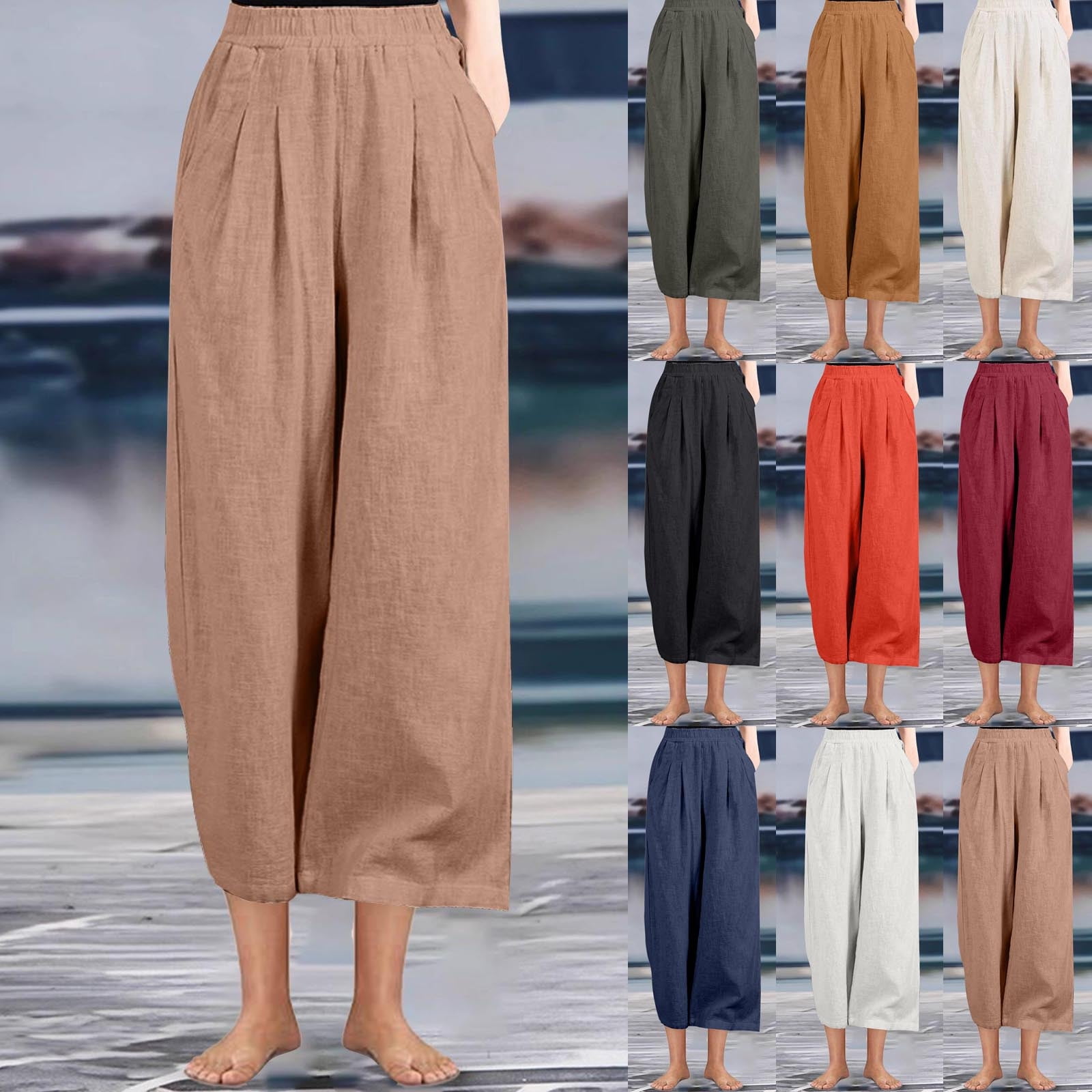 Click here for Sentmoon Pants Women Solid Color High Waist Wide L... prices