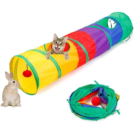 Foldable Cat Toys Tunnel Rainbow Splice Cat Tunnel for Most Cats Indoor ...
