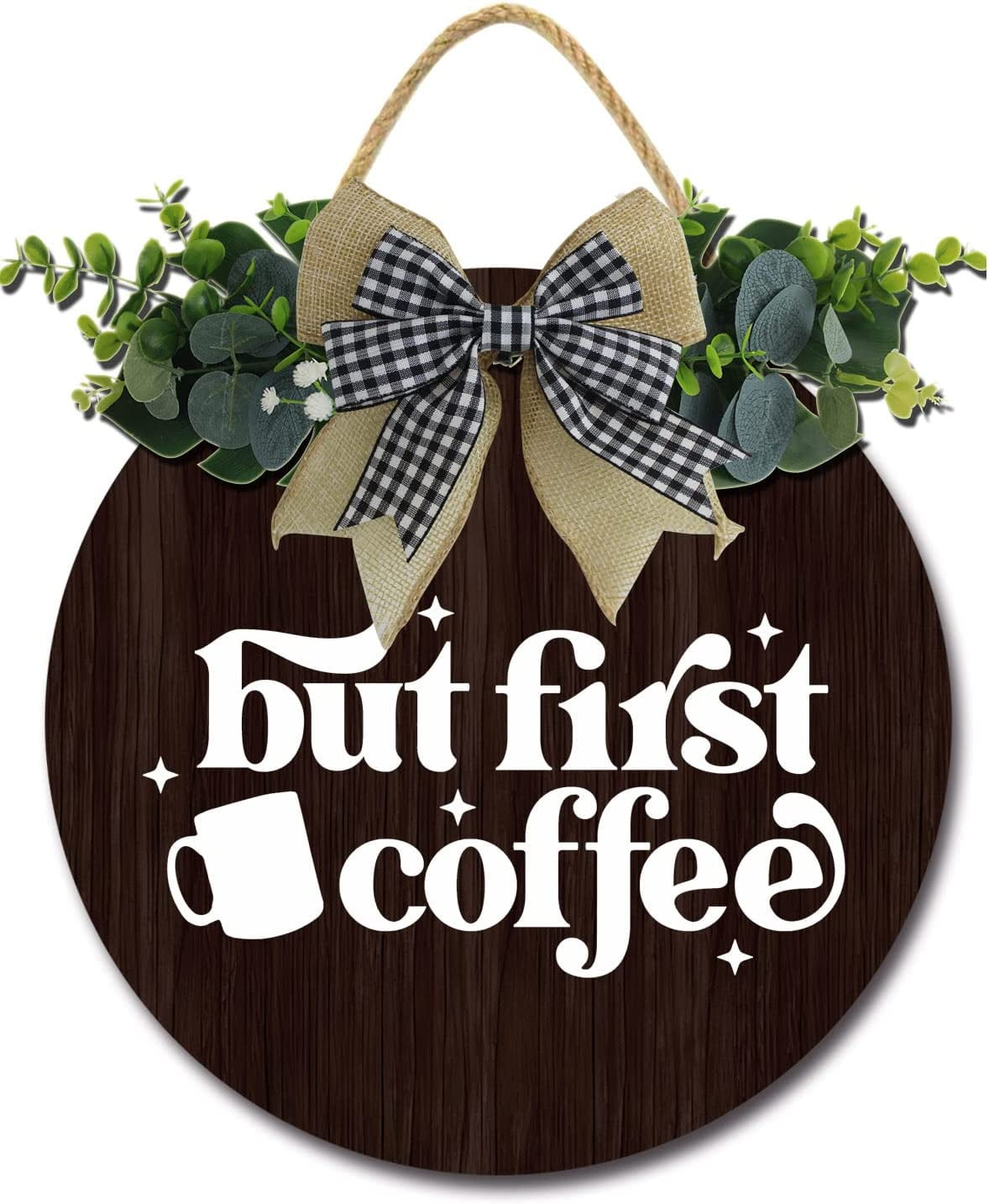 Eveokoki 11" But First Coffee Sign Decor Rustic Farmhouse Wooden Retro ...
