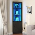 DWVO 67" Corner Cabinet with LED Light, 5-Tier Adjustable Shelves ...