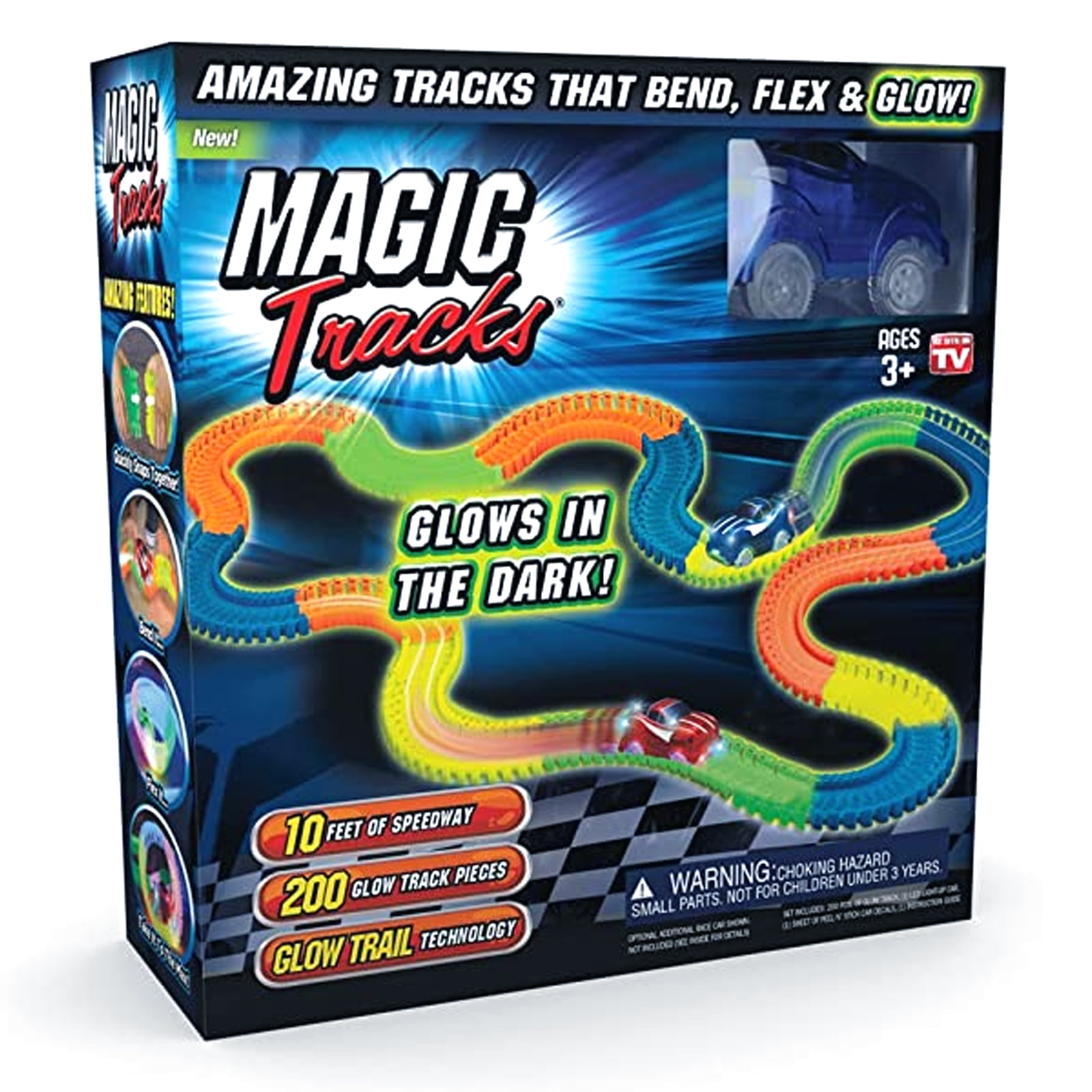 Magic Glowing Race Tracks Remote Control Deluxe Kit para 2 coches Ontel ...