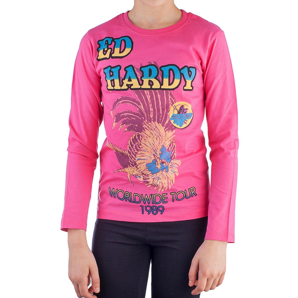 Ed Hardy - Kids Girls Long Sleeve T-Shirt - Walmart.com - Walmart.com