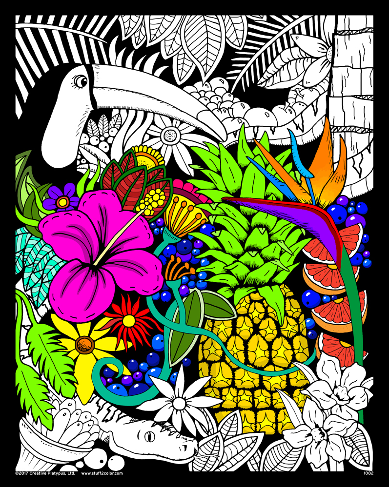 Tropical Paradise - Fuzzy Coloring Poster - 16x20 - Walmart.com