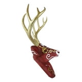 Sweet Rose Red Parade Buck Stag Deer Golden Antlers Scrollwork Wall ...