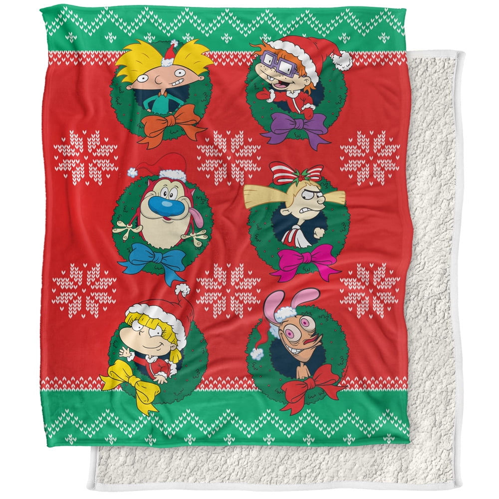 Nickelodeon 90'S Blanket, 50'x60' Combo Character Wreaths Silky Touch ...
