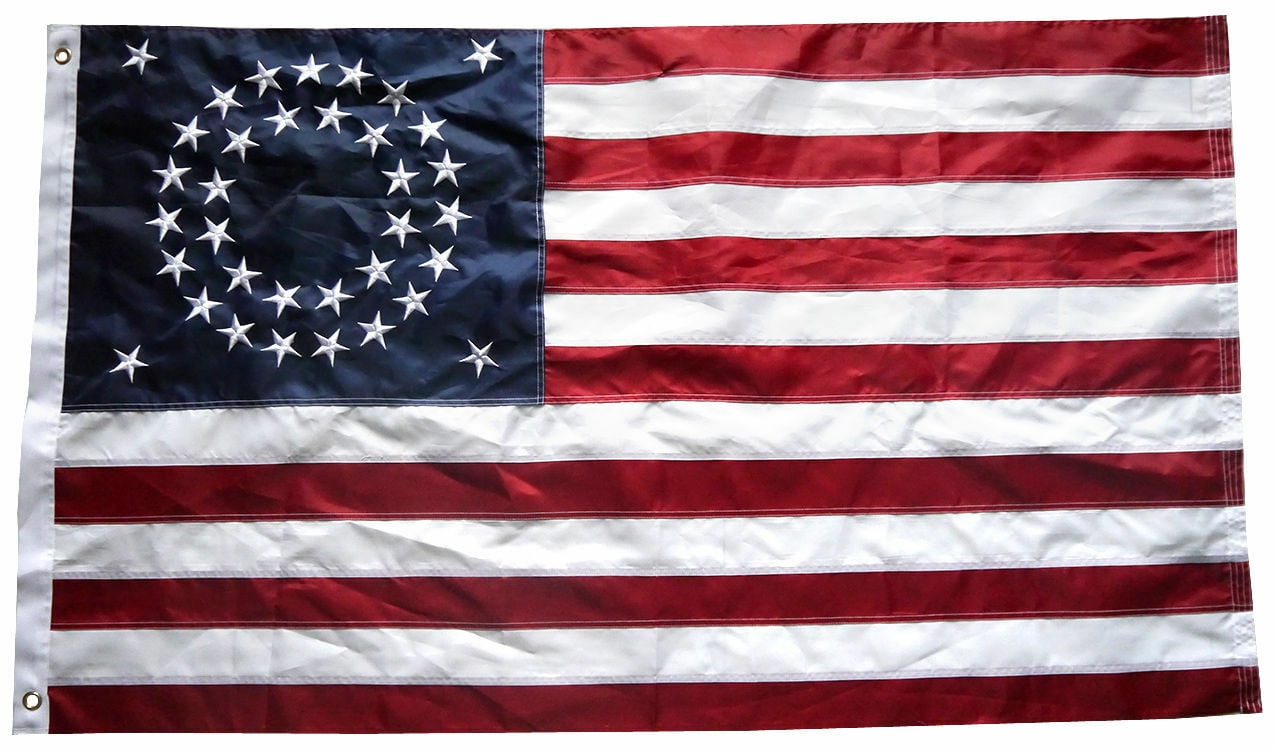 3x5 Embroidered USA American 35 Star Circular Nylon Flag Star 3'x5 ...