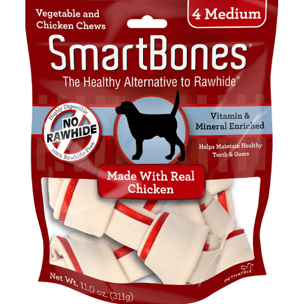 SmartBones Medium Chews with Real Chicken 4 Count, Rawhide-Free Chews ...