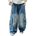 Boys Jeans Size 8-9Y Stylish Comfortable Straight Wide Leg Retro Cargo ...