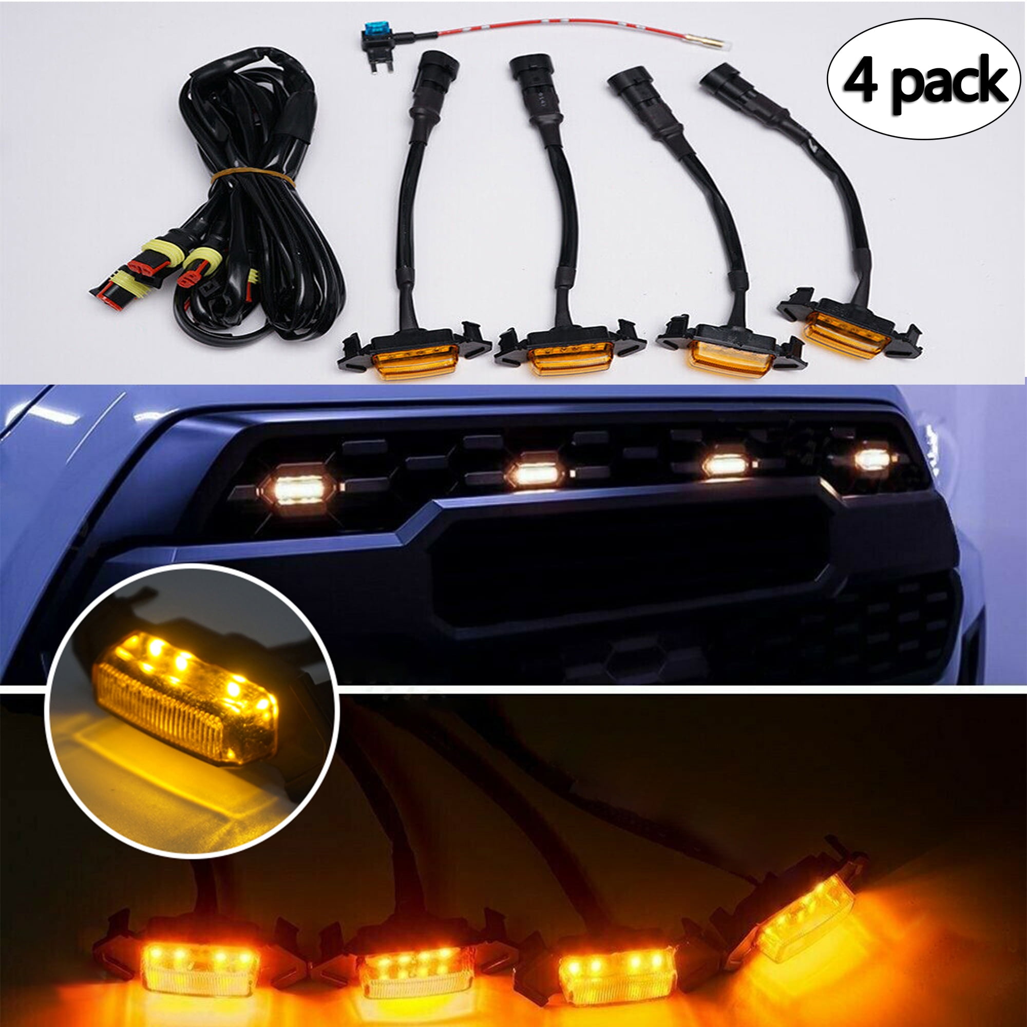 LELINTA 12-24V DC Grille LED Lights, 4 Runner Front Grille LED Kit, Car ...