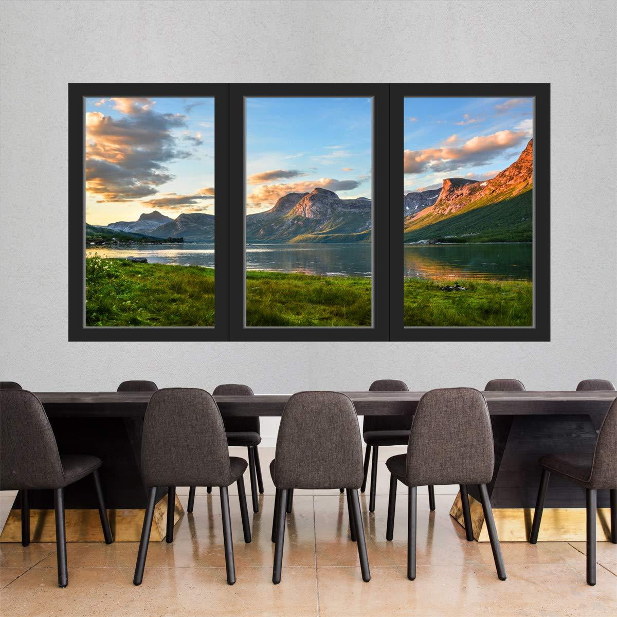 VWAQ - Landscape Window Wall Decal Office Vacation Nature Vinyl Mural ...