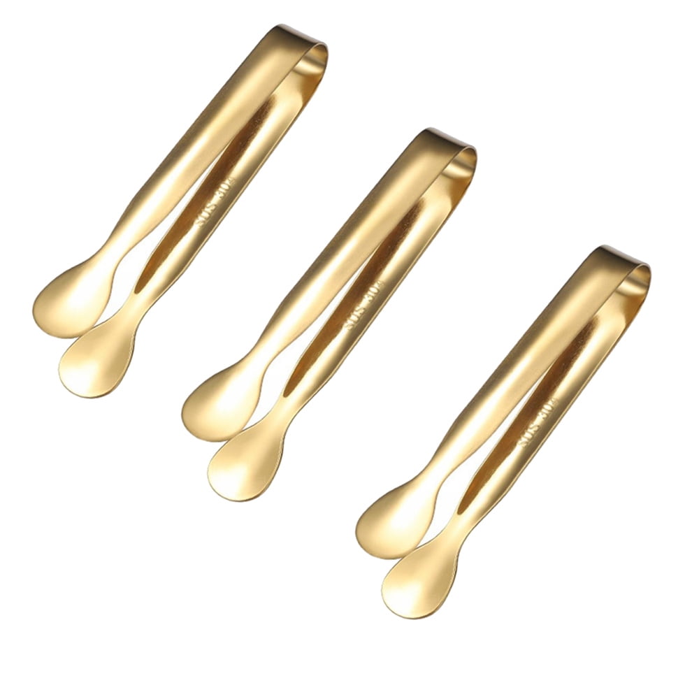 3Pack 304 Stainless Steel Mini Sugar Cube Clip Gold-plated Round Head ...