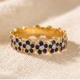 Blue Enamel & Diamond Flower Band Ring, Dainty Floral Ring, Stackable ...
