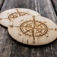 Compass Rose Coaster Set 4x4in Raw Wood - Walmart.com