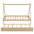 Twin Size Tent Floor Bed,Teepee Bed Frame with Trundle,Wood Montessori ...