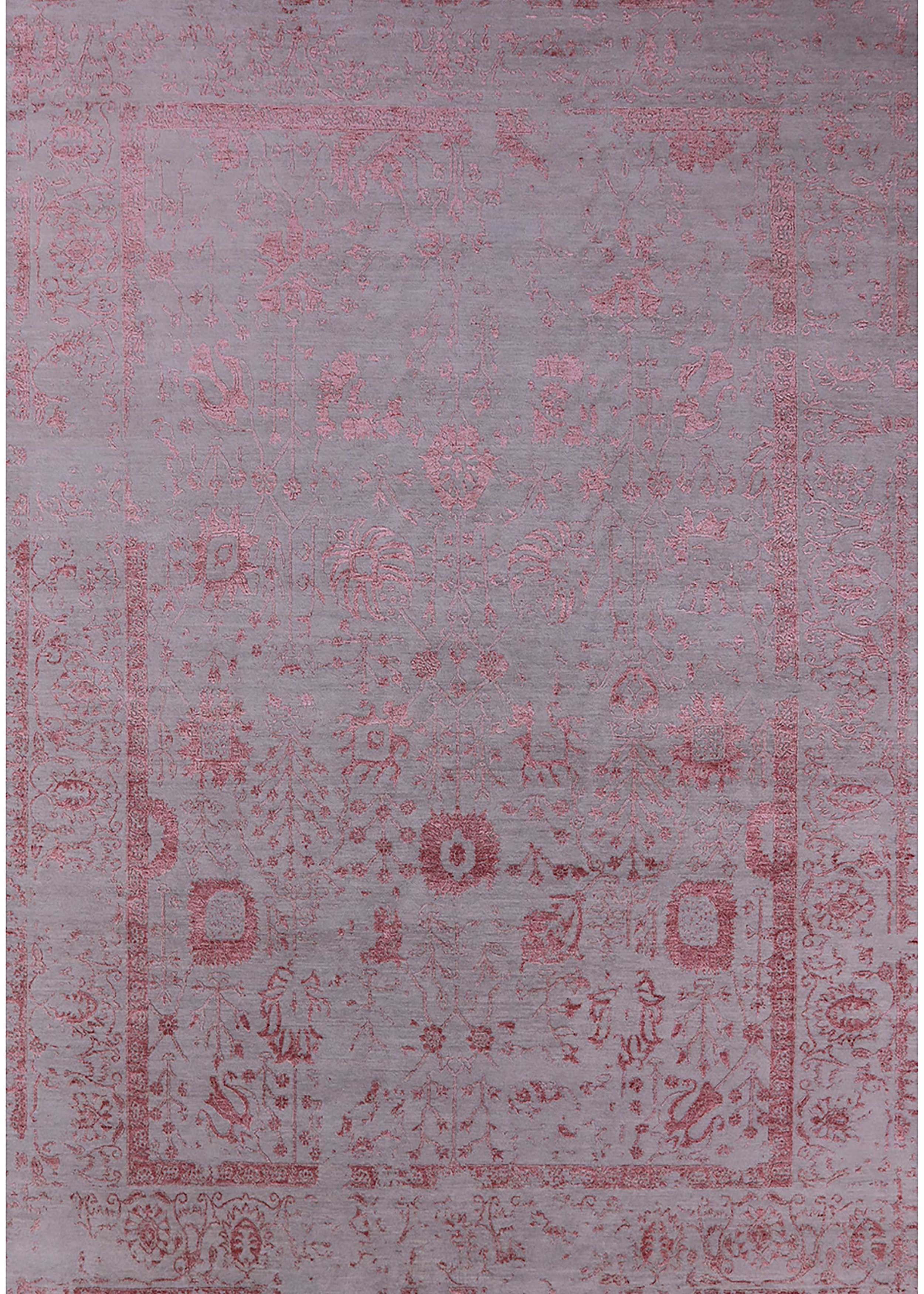 Ahgly Company Indoor Rectangle Mid-Century Modern Tulip Pink Oriental ...