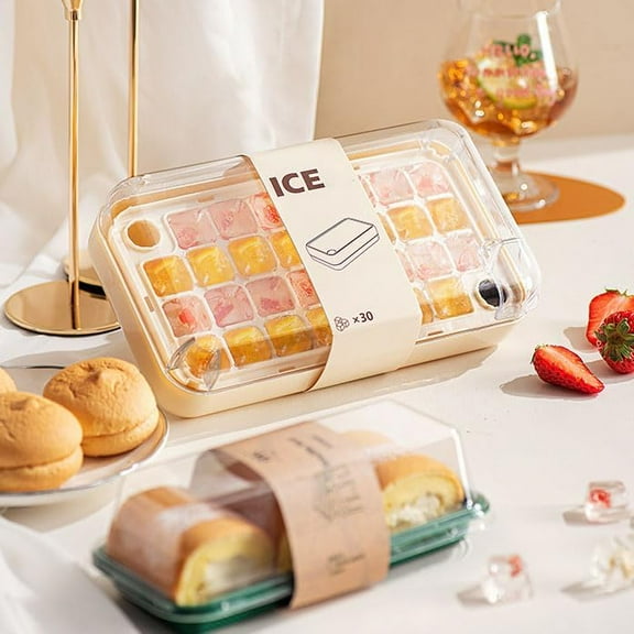 4 Layer Press Type Ice Cube Tray–Push Release Ice Cube Maker with Lid ...