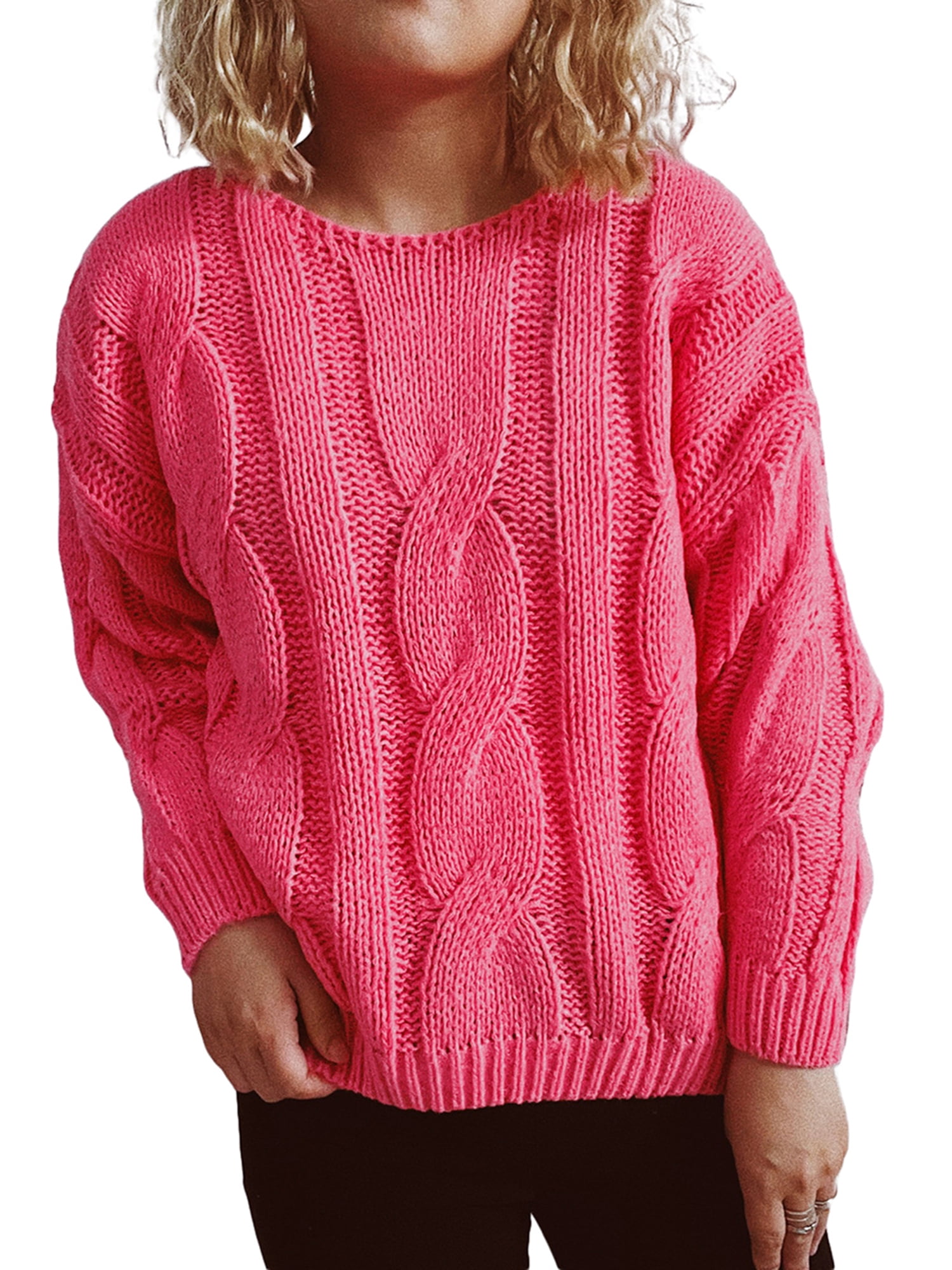 Liacowi Women Juniors Knit Pullover Long Sleeve Loose Fit Sweater Teen ...