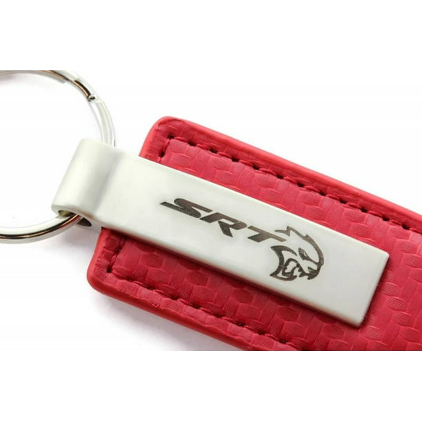 AutoGold Dodge SRT Hellcat Red CF Carbon Fiber Leather Key Chain Ring ...