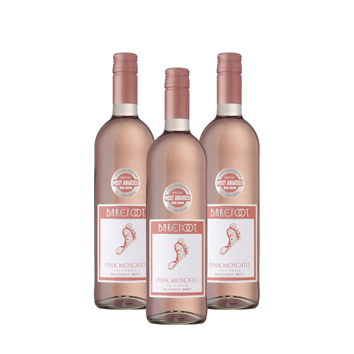 PACK DE 3 VINO ROSADO BAREFOOT PINK MOSCATO 750ML | Bodega Aurrera en línea