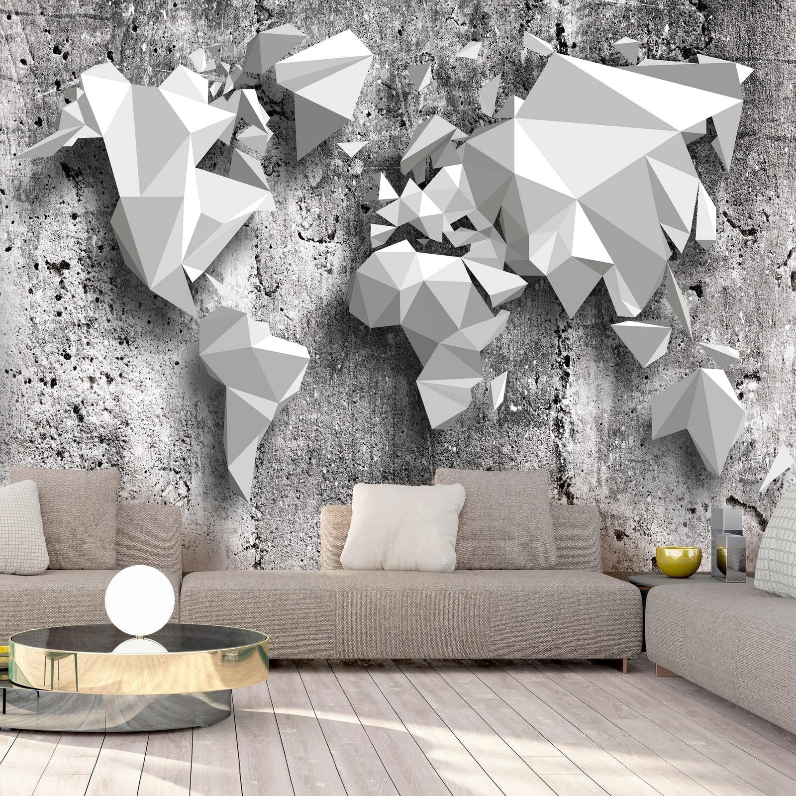 Tiptophomedecor World Map Wallpaper Wall Mural - Origami Map - Walmart.com