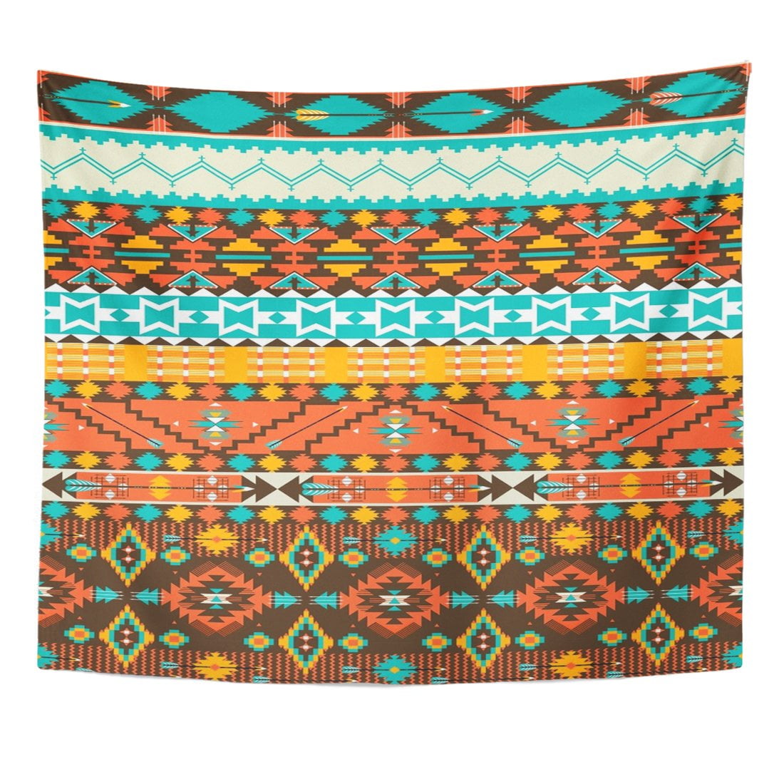 ZEALGNED Brown Colorful Aztec Pattern Green Peru Tribal American Wall ...
