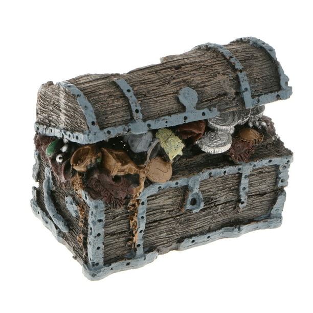 Resin Treasure Chest Ornament For Aquarium Fish Tank Decoration ...