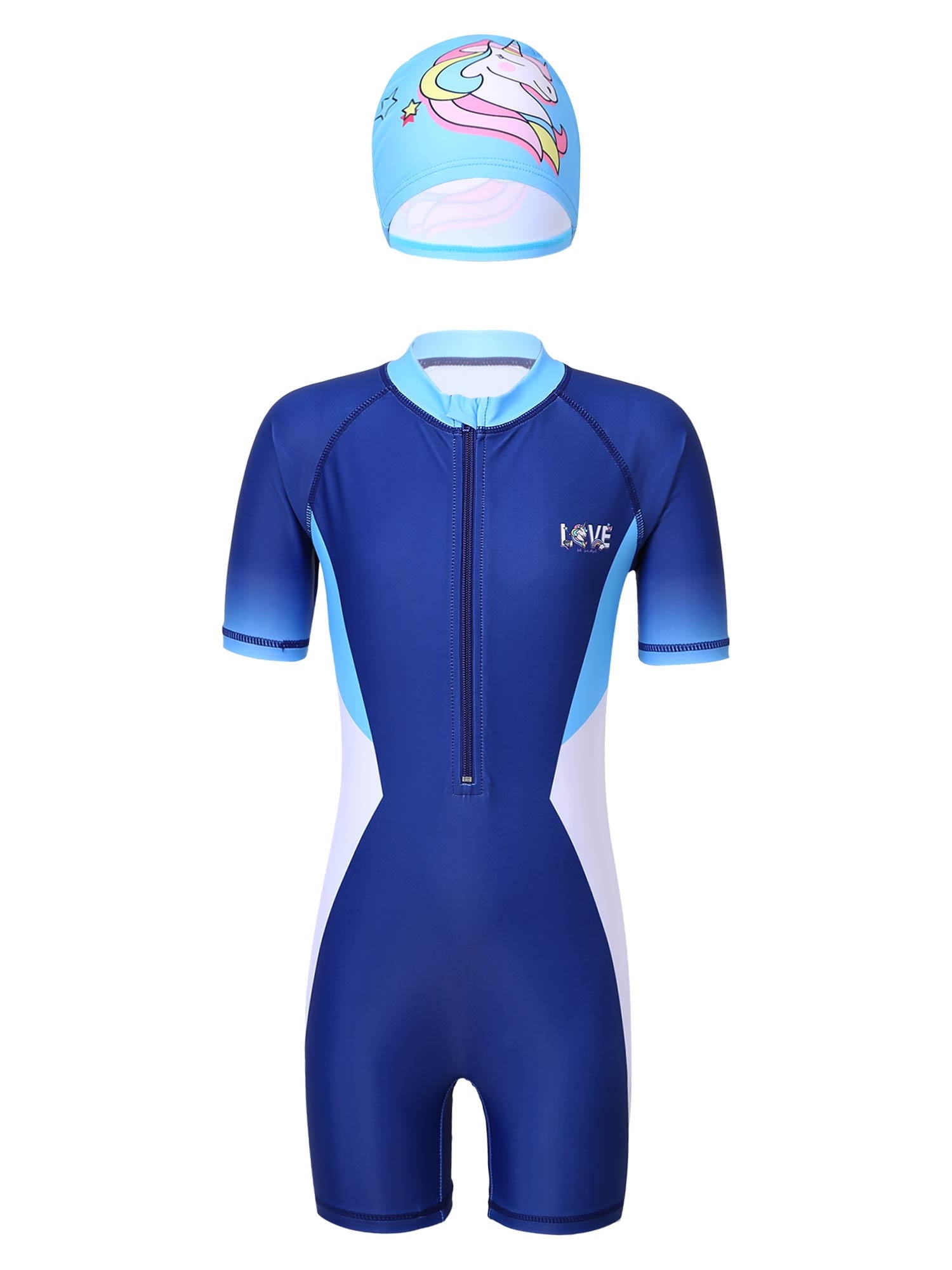 iiniim Boys Girls Solid Short Sleeve Zip Front One Piece Shorty Wetsuit ...