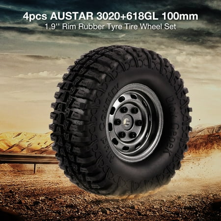 4pcs AUSTAR 3020+618GL 100mm 1.9'' Rim Rubber Tyre Tire Wheel Set for 1 ...