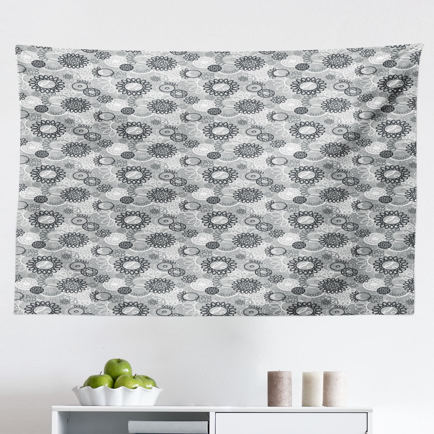 Grey Tapestry Hexagons Triangles Simplistic Mosaic Shapes Arrangement