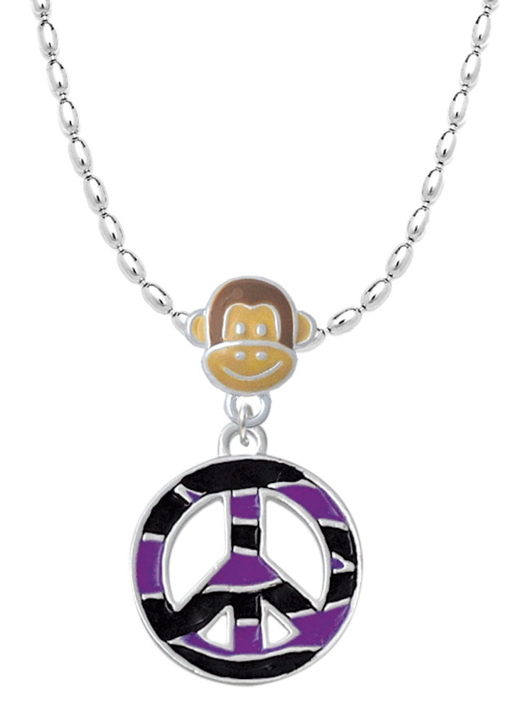 Delight Jewelry Silvertone Large Purple Tiger Print Peace Sign Mia ...