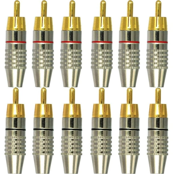 Conector macho RCA de 12 piezas, conectores de audio y video RCA ...
