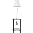Mainstays Glass End Table Floor Lamp Matte Black