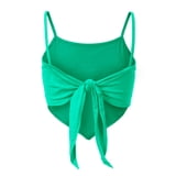 Made by Olivia Women's Plain Stretchy Asymmetric Tie Knob Open Back ...