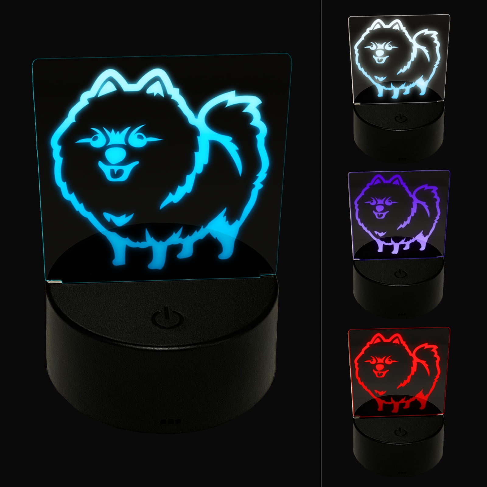Perky Pomeranian Pup Dog Pet LED Night Light Sign 3D Illusion Desk ...